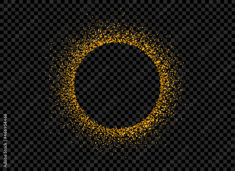 Gold glitter particles in circle shape isolate on png or transparent ...