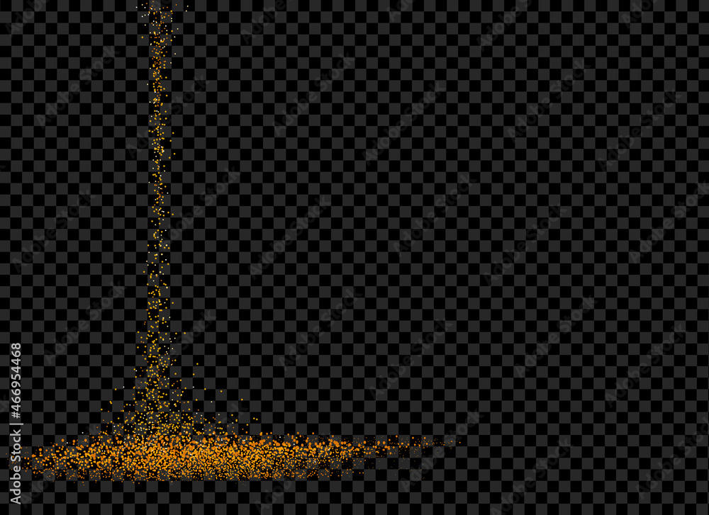 Falling gold glitter particles isolate on png or transparent background with sparkling snow and ...