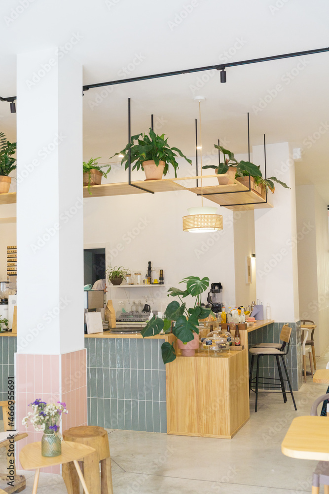 Interior of modern cafe with counter Stock Photo | Adobe Stock