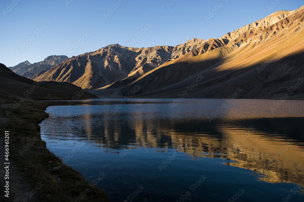 Beautiful Chandra Taal lake in Spiti valley, Himachal Pradesh. Tso ...