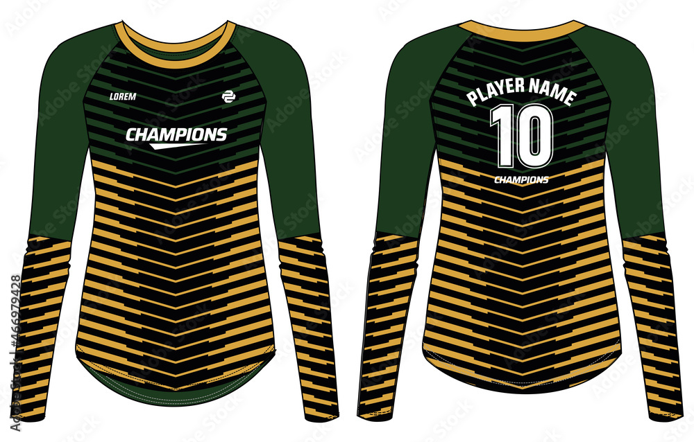women Long Sleeve Sports Jersey t-shirt design concept Illustration ...