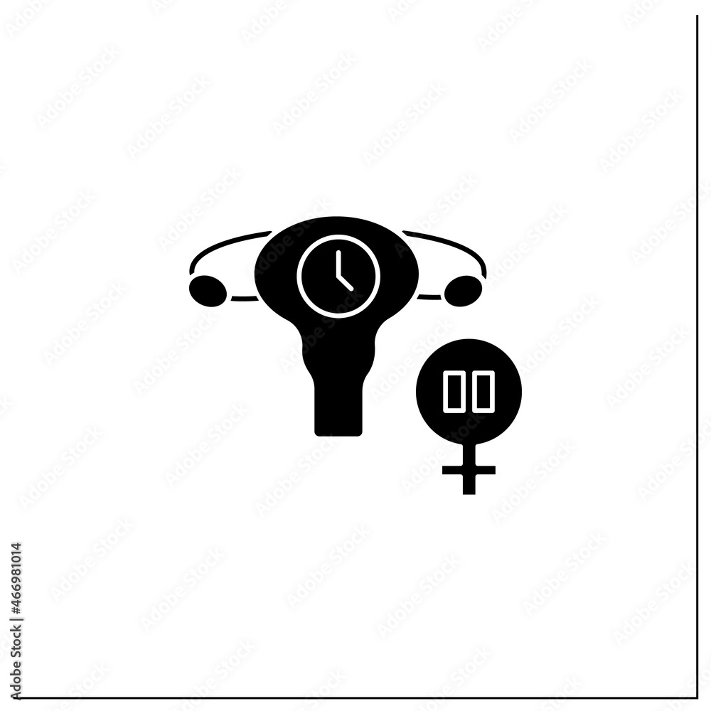 Menopause glyph icon. Women menstrual cycles end. Climacteric. Health ...