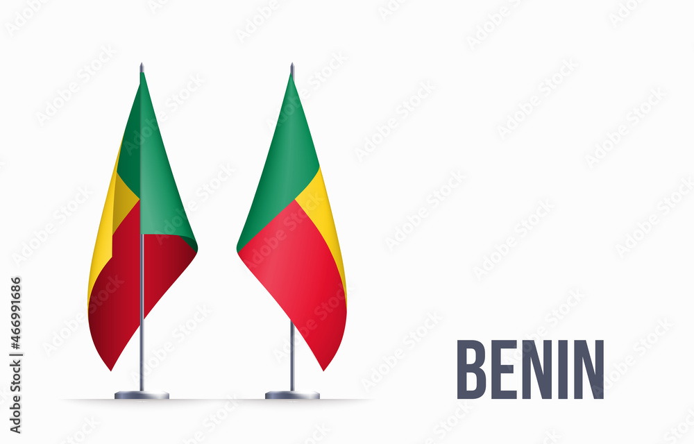 Benin flag state symbol isolated on background national banner ...