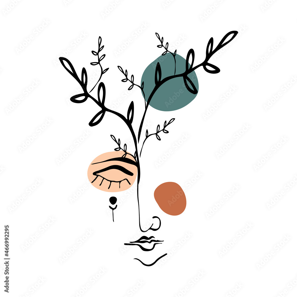 Abstract boho vector floral clipart. Hand drawn abstract shapes and ...