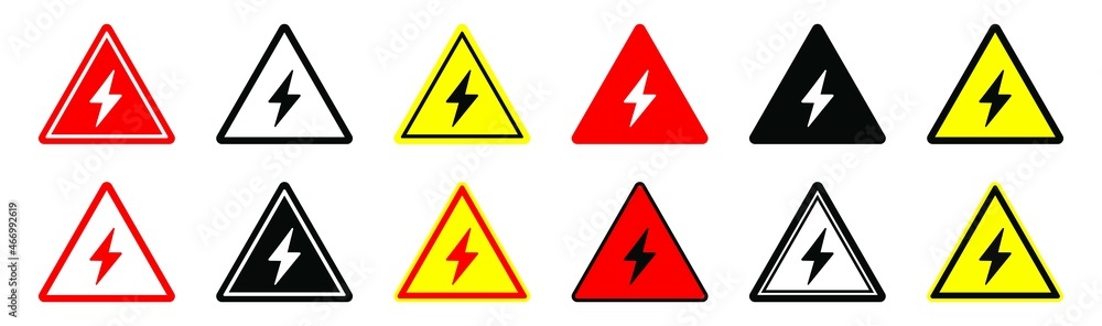 Attention caution danger electricity sign, Exclamation mark sign ...