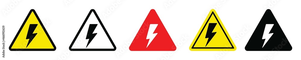 Attention caution danger electricity sign, Exclamation mark sign ...