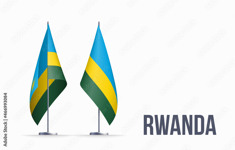 Rwanda flag state symbol isolated on background national banner ...