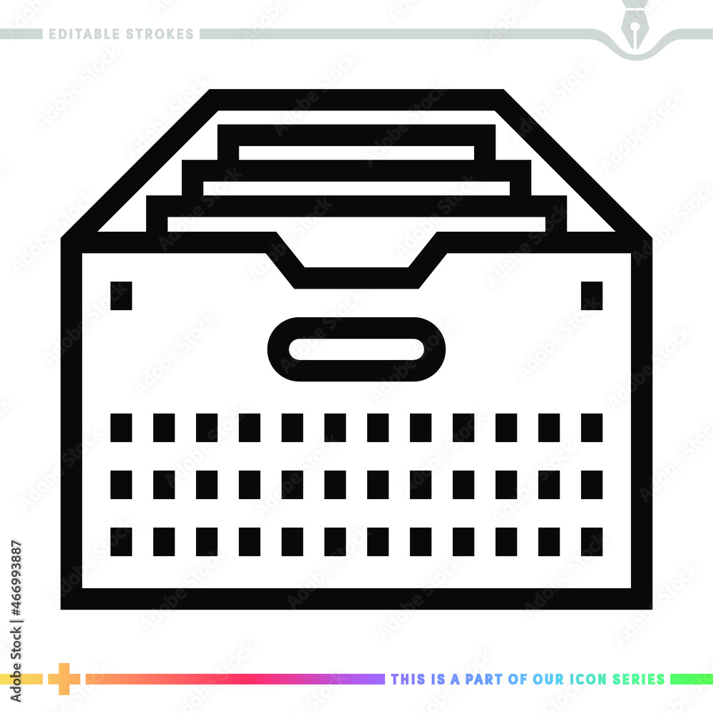 Editable line icon of digital archives as a customizable black stroke ...