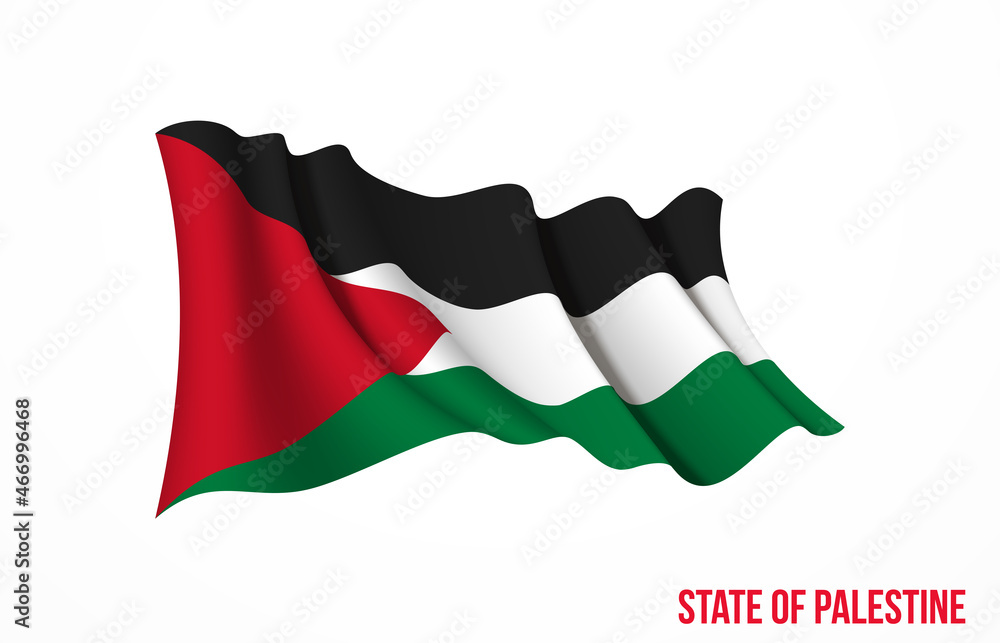 Palestine flag state symbol isolated on background national banner ...