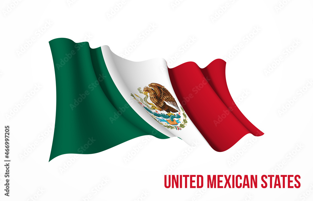 Mexico flag state symbol isolated on background national banner ...