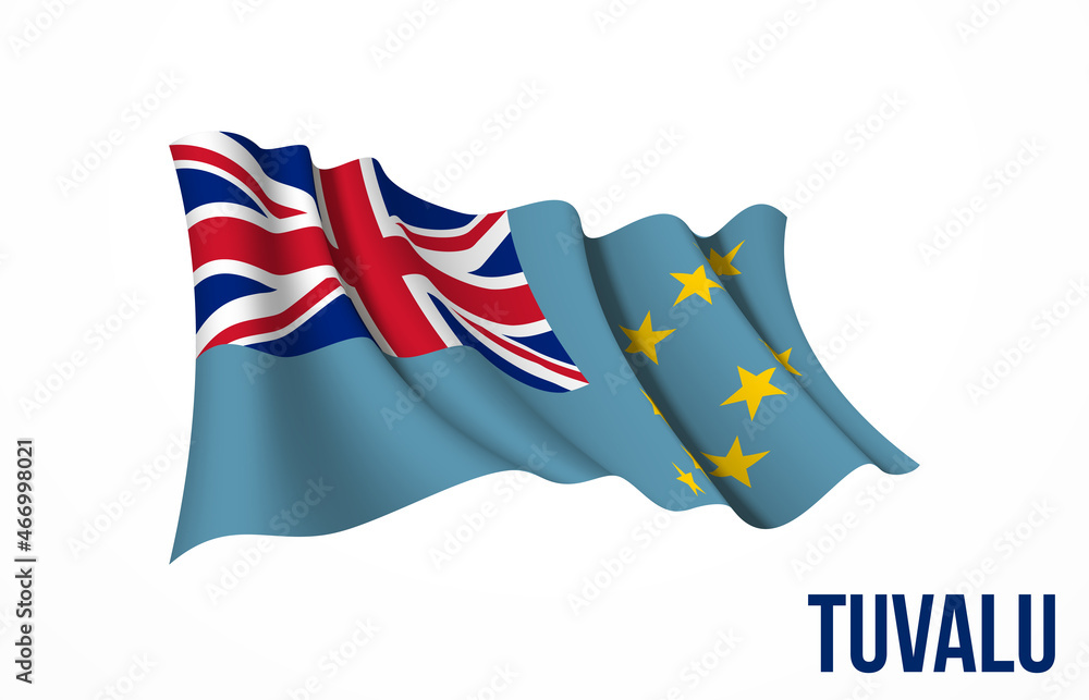 Tuvalu flag state symbol isolated on background national banner ...