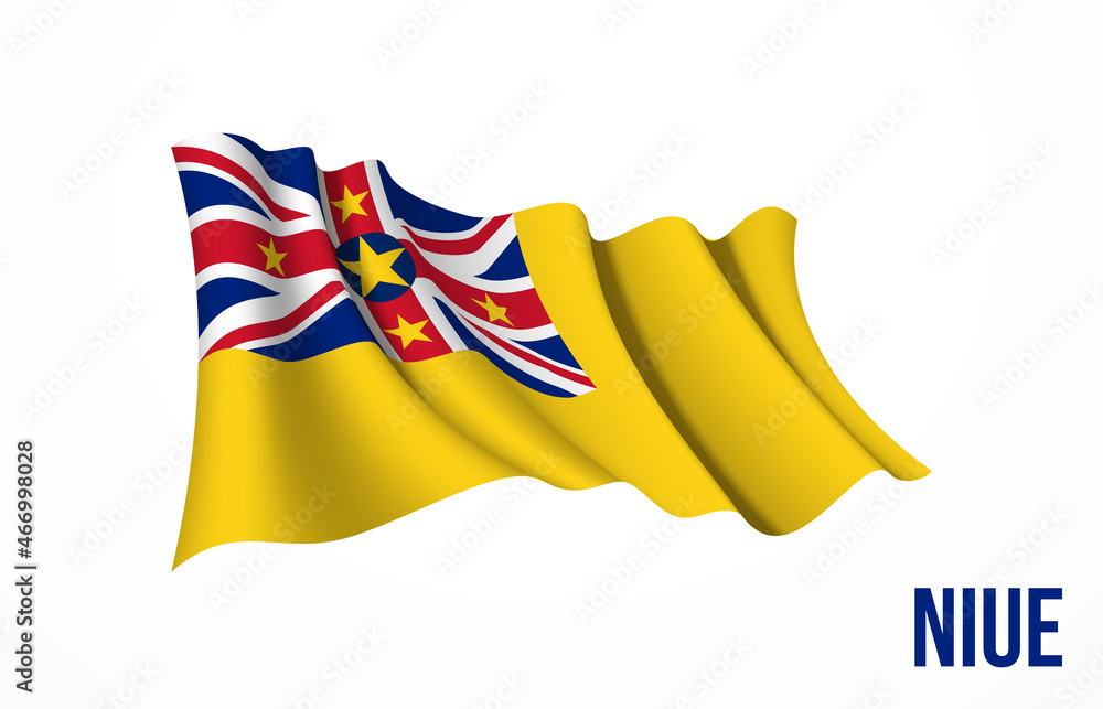 Niue flag state symbol isolated on background national banner. Greeting ...