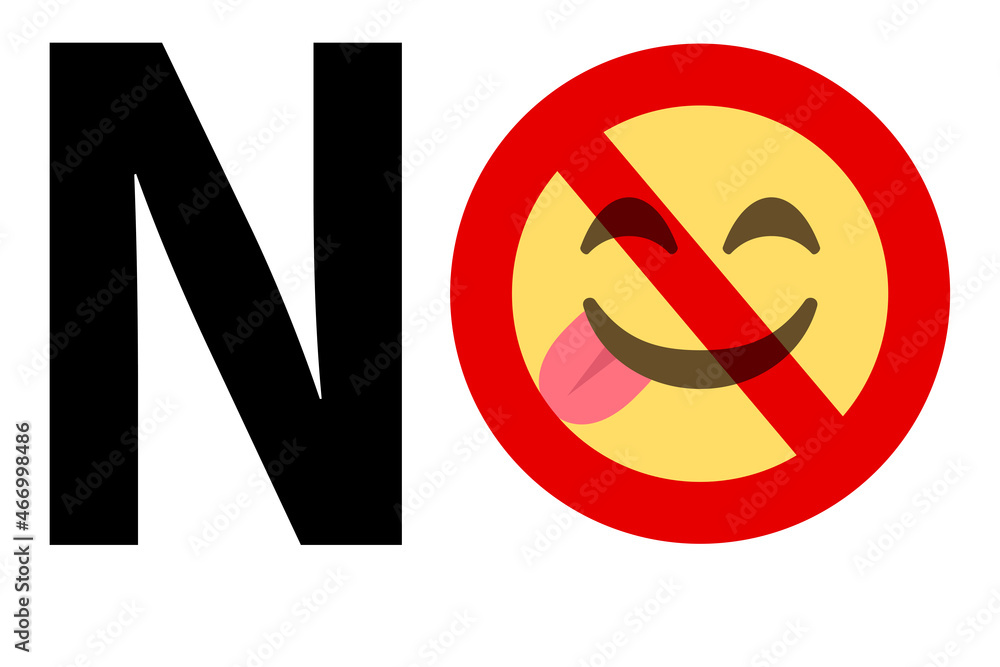 no text with prohibition sign against savouring delicious food face ...