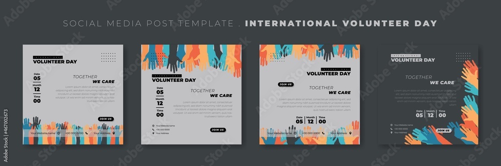 Set of social media post template with hands design. International ...