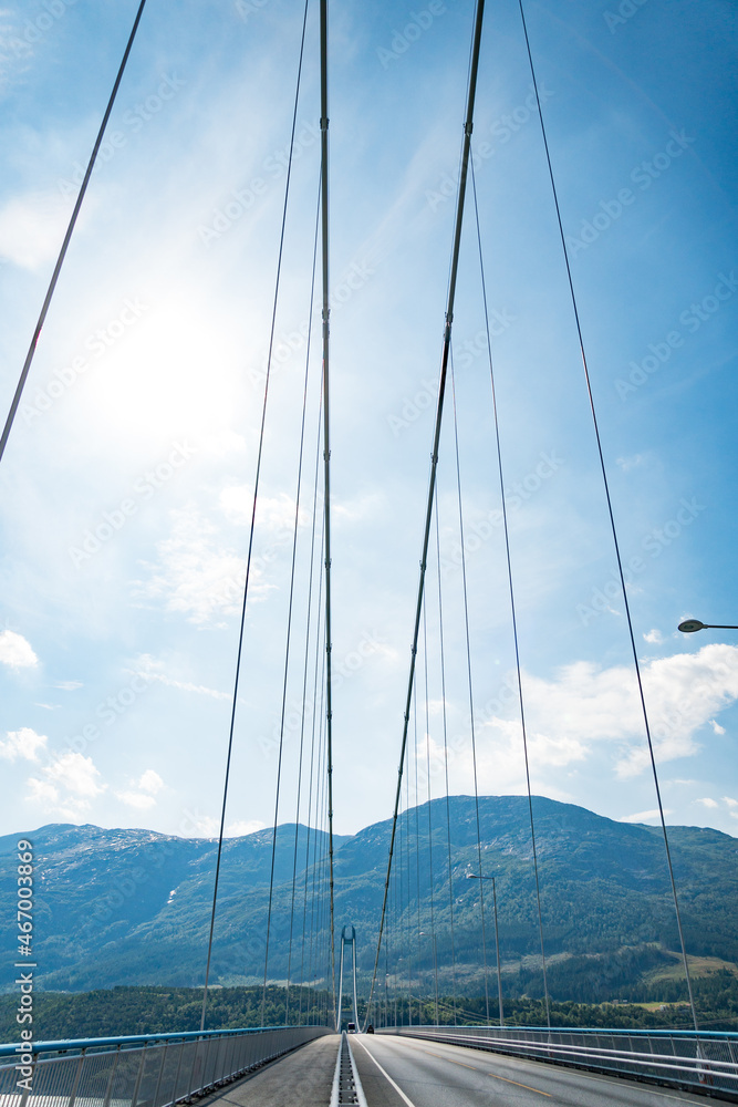 Hardanger Bridge. Hardangerbrua connecting two sides of ...