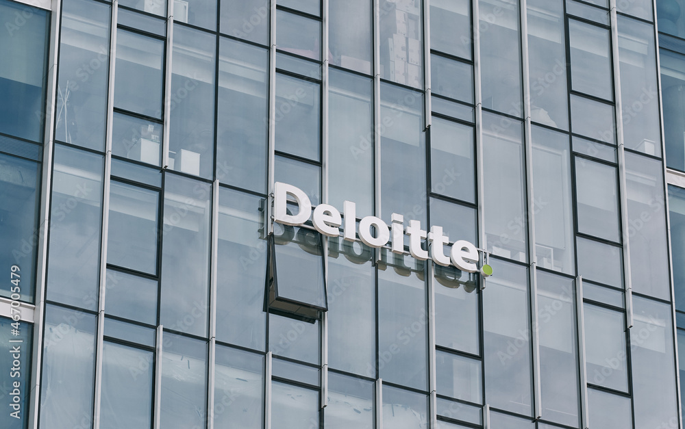 Gdansk, Poland, Europe 10.28.2021. Deloitte on the exterior of the ...