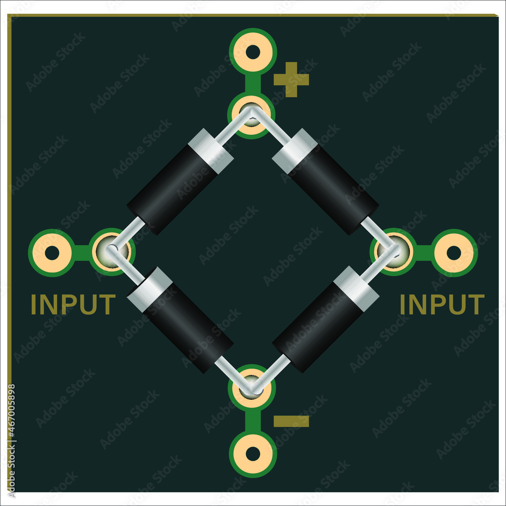 Diode Bridge Rectifier Component Symbol For Circuit Design in vector ...