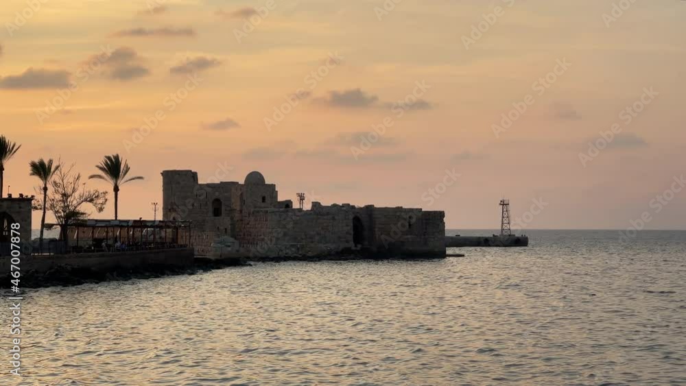 The city of Sidon in Lebanon. Sidon Sea Castle, built by the crusaders ...