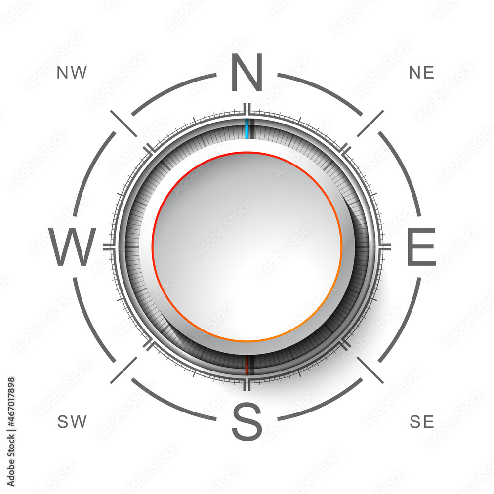 Paper Cutout compass with shade in 3d and origami style. Vector ...