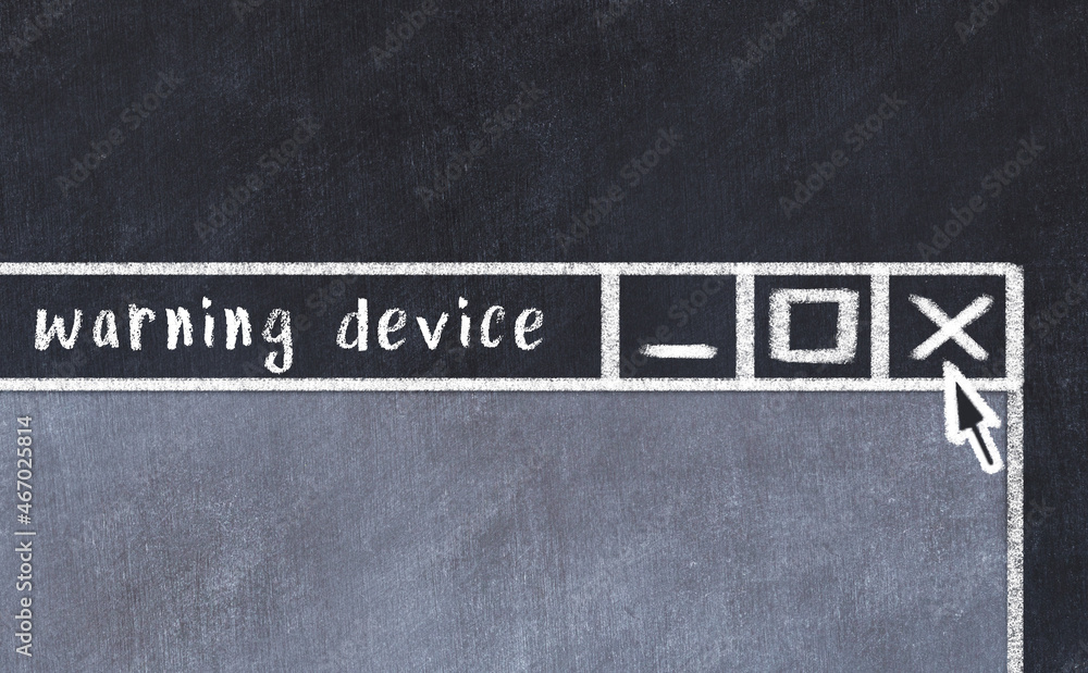 Concept of dealing with problem. Chalk drawing of closing browser ...