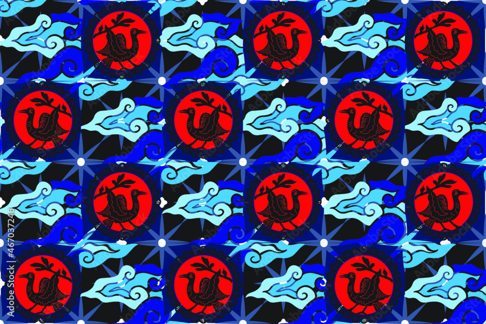 Motif Mega Mendung, batik motif typical of West Java Indonesia, curved ...