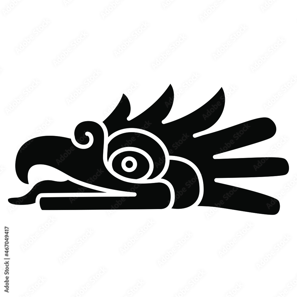 Head of a fantastic bird of prey from Mexican codex. Native American ...