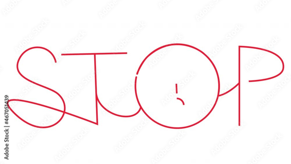 One line stop sign on a white background. Stock forbidden video in 4k ...