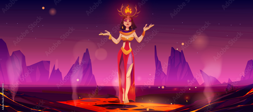 Vetor De Devil Woman In Hell World Halloween Female Character At