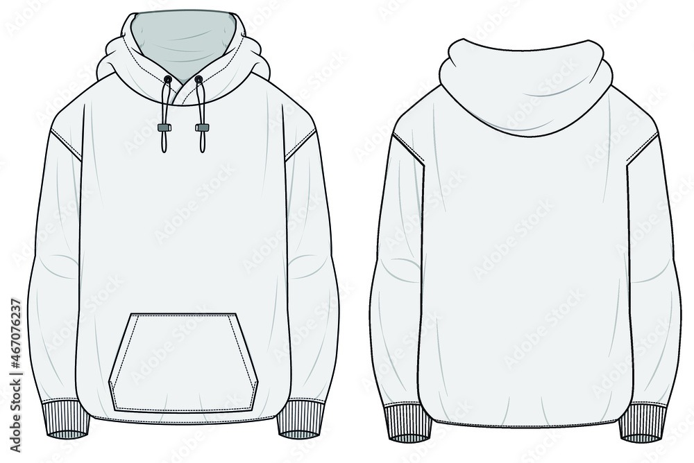 Winter Hoodies Sweater Front and Back View. fashion illustration vector ...