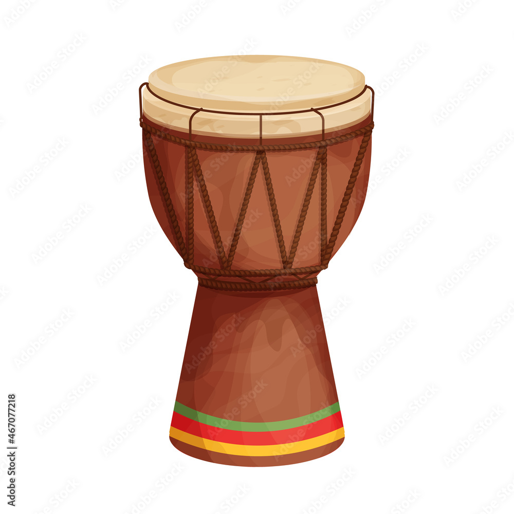 African djembe drum, reggae Jamaica traditional musical instrument in ...