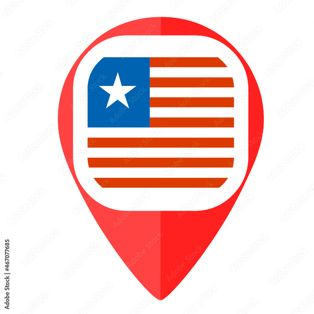 Liberia flag pin marker map country Stock Vector | Adobe Stock