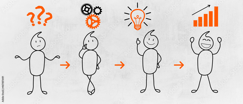 Confused Character Starting From Question Mark To Success, Business ...