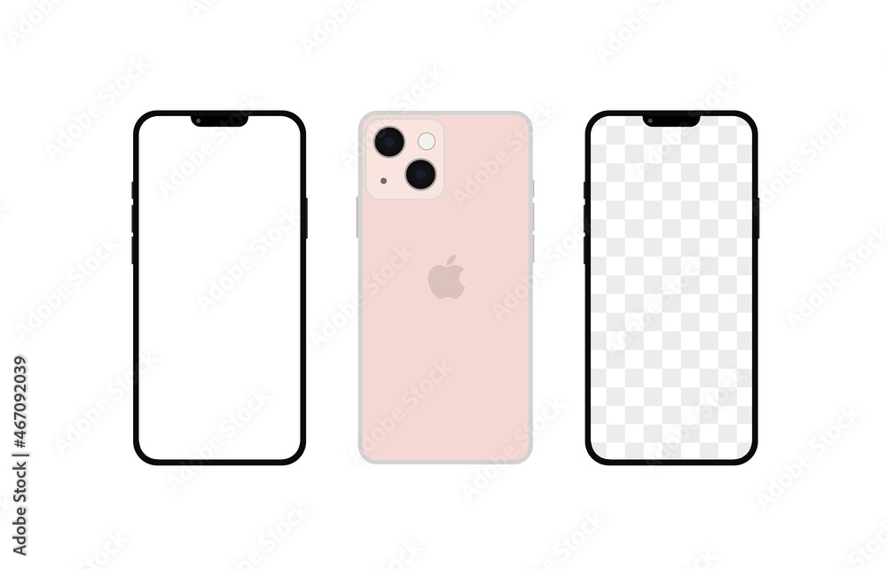 Iphone 13 pink color. Realistic smartphone mockup. Stock Illustration ...