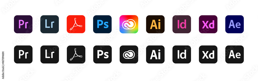 Kiev, Ukraine - October 5, 2020: Logo set of adobe products. Editorial ...