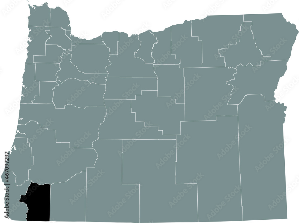 Black highlighted location map of the Josephine County inside gray ...