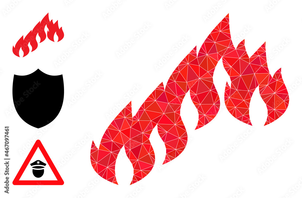 Low-poly firewall icon, and other icons. Polygonal firewall vector ...