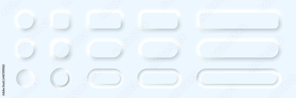 White buttons in neomorphism style for website or app. UI blank buttons. Neumorphism. Vector EPS ...