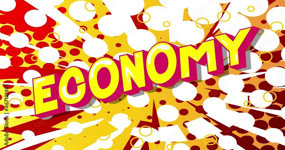 Economy. Motion poster. 4k animated Comic book word text changing color ...