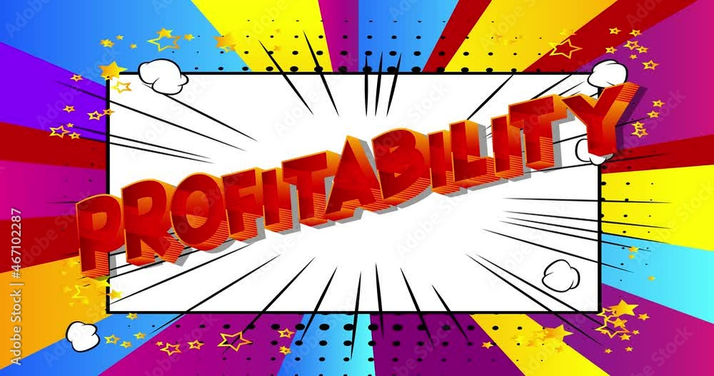 Profitability. Motion poster. 4k animated Comic book word text changing ...