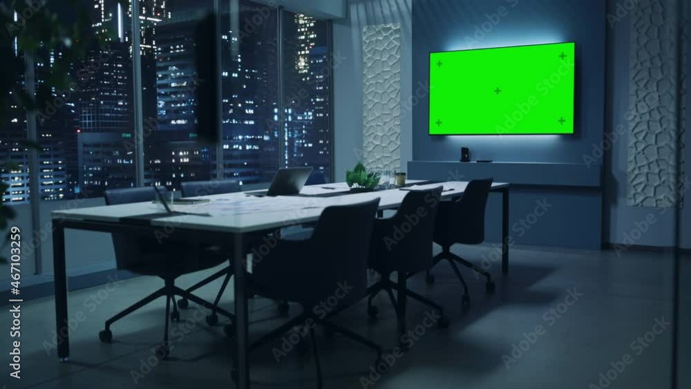 Modern Empty Meeting Room with Big Conference Table with Various ...