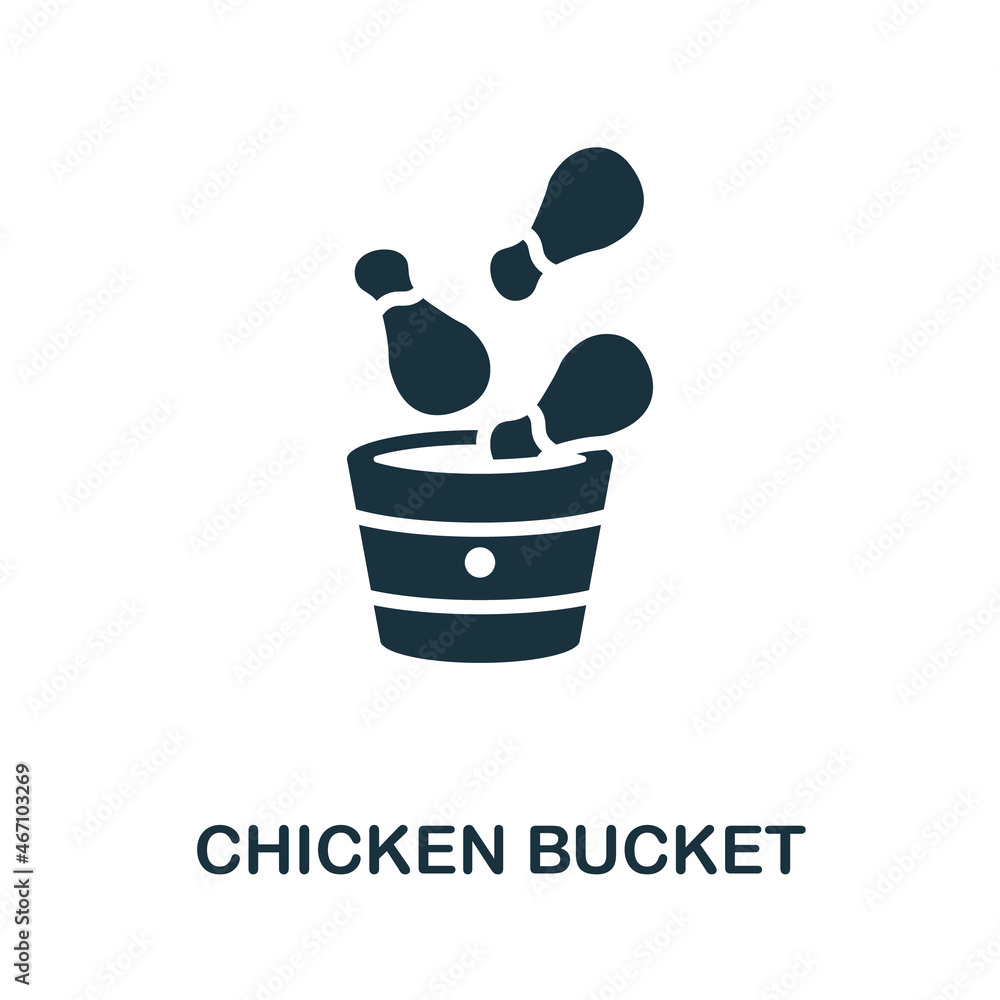 Chicken Bucket icon. Monochrome sign from take away collection ...