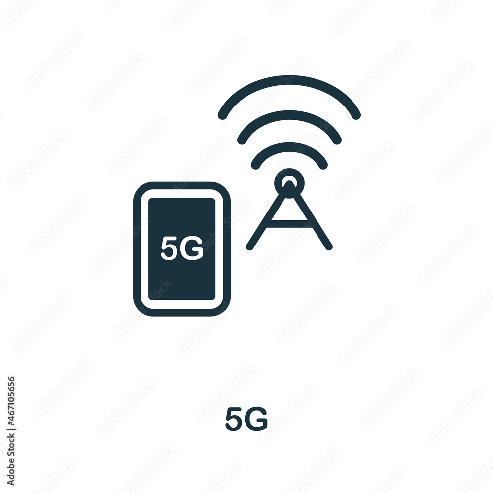5G icon. Monochrome sign from technology collection. Creative 5G icon ...
