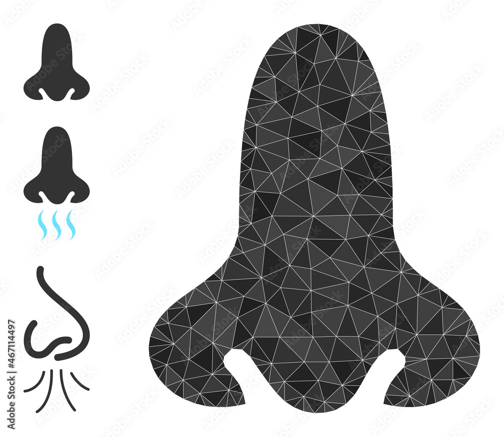 Low-poly nose organ icon, and other icons. Polygonal nose organ vector ...