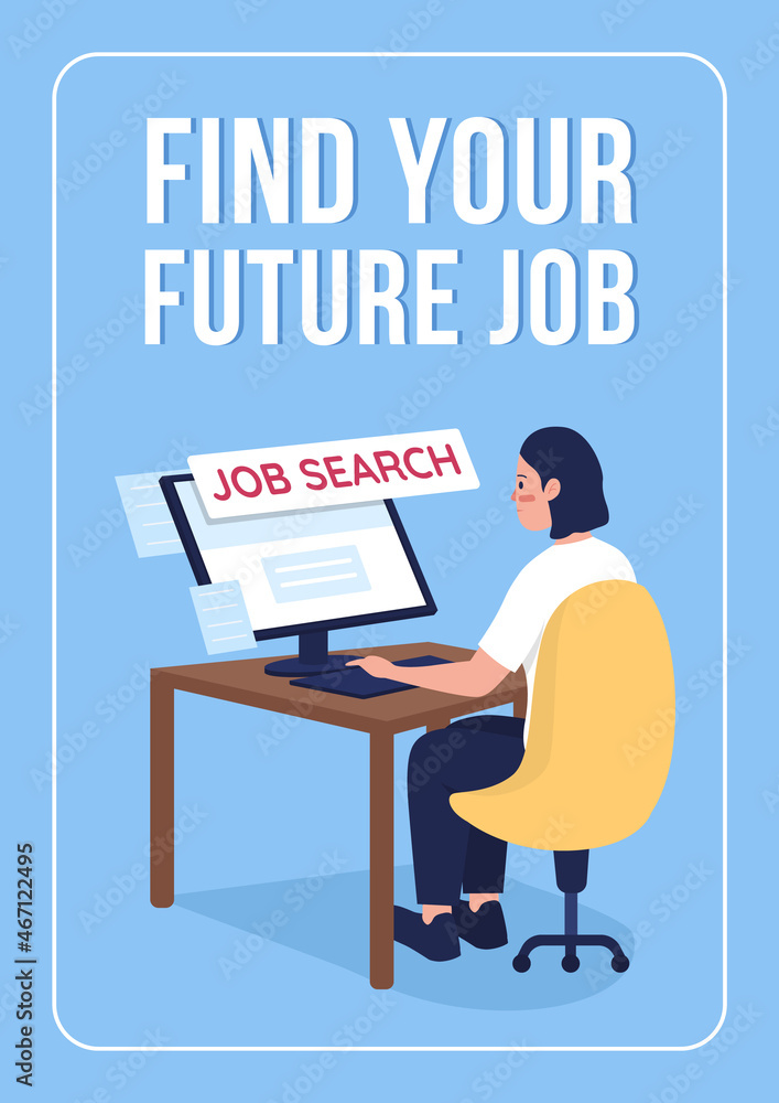 Find your future job poster flat vector template. Looking for work ...
