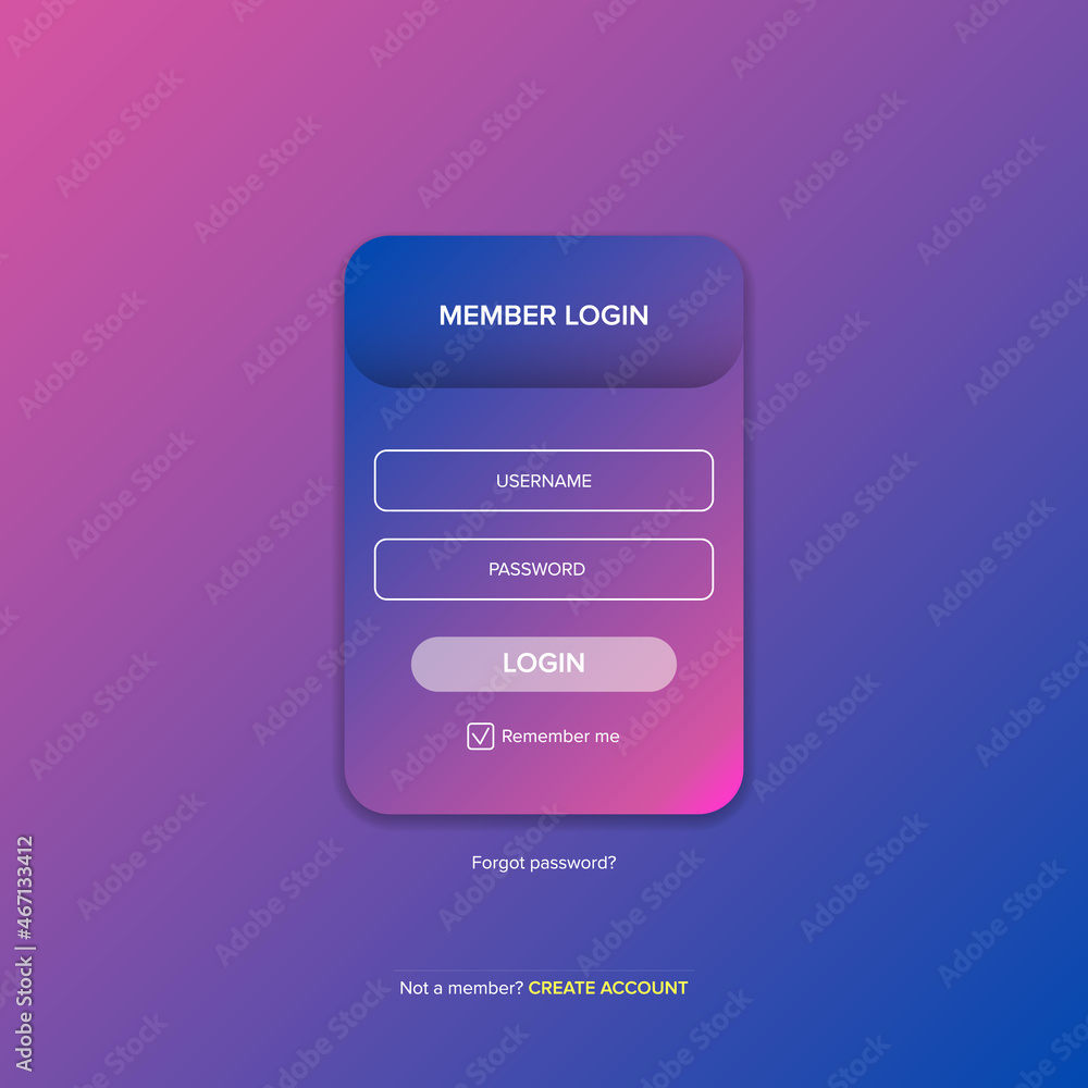 Login form web page design template or mock up. Mobile website ui ...