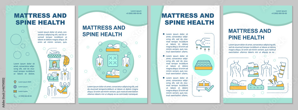 Mattress and spine health mint brochure template. Back pain relief ...