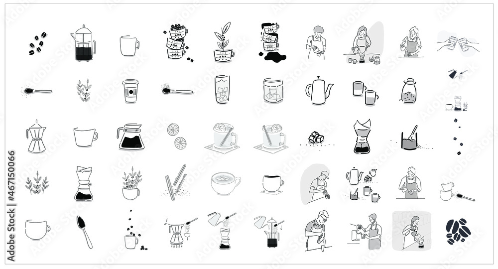 Set of flat illustration design idea for cafe, coffee shop, bar ...