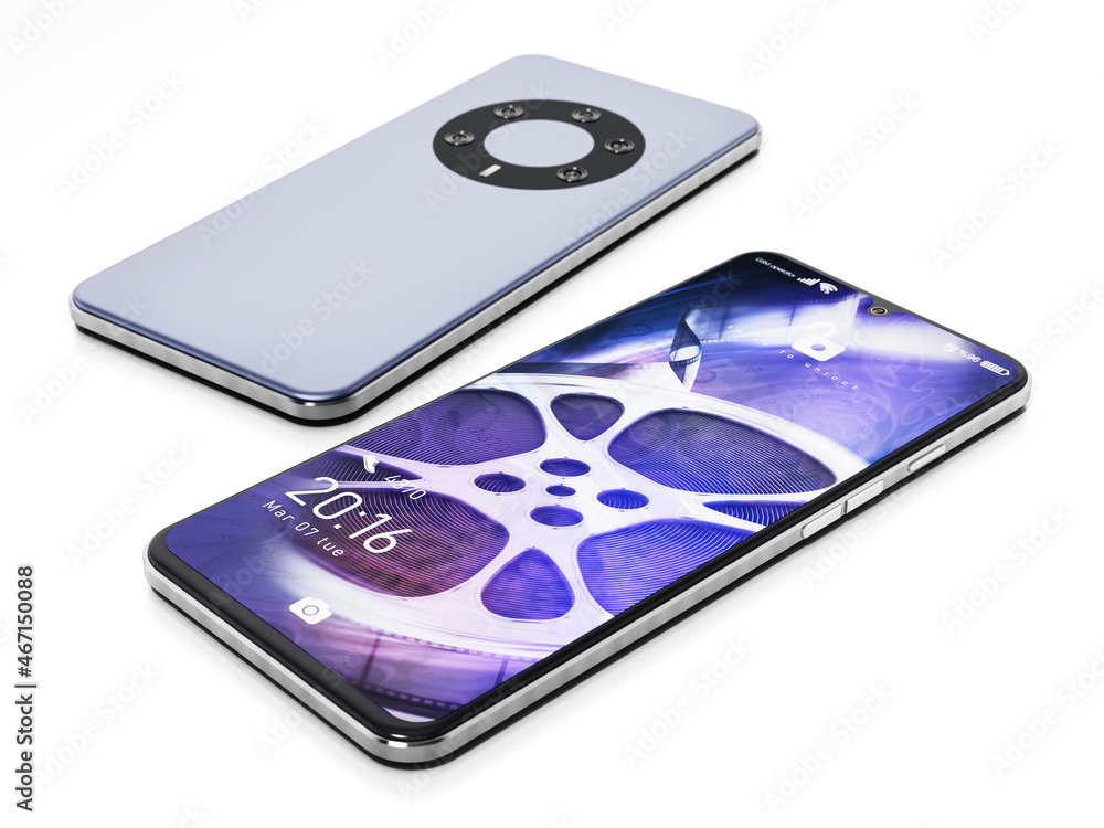 Generic smartphone with fictitious screen interface and camera design ...