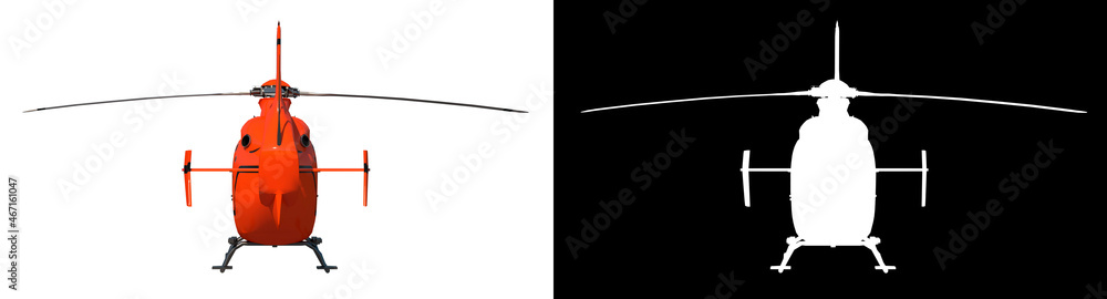 Helicopter 1- Back view white background alpha png 3D Rendering ...