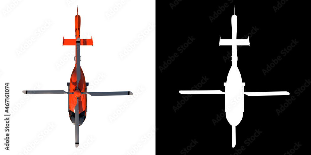 Helicopter 1- Top view white background alpha png 3D Rendering ...